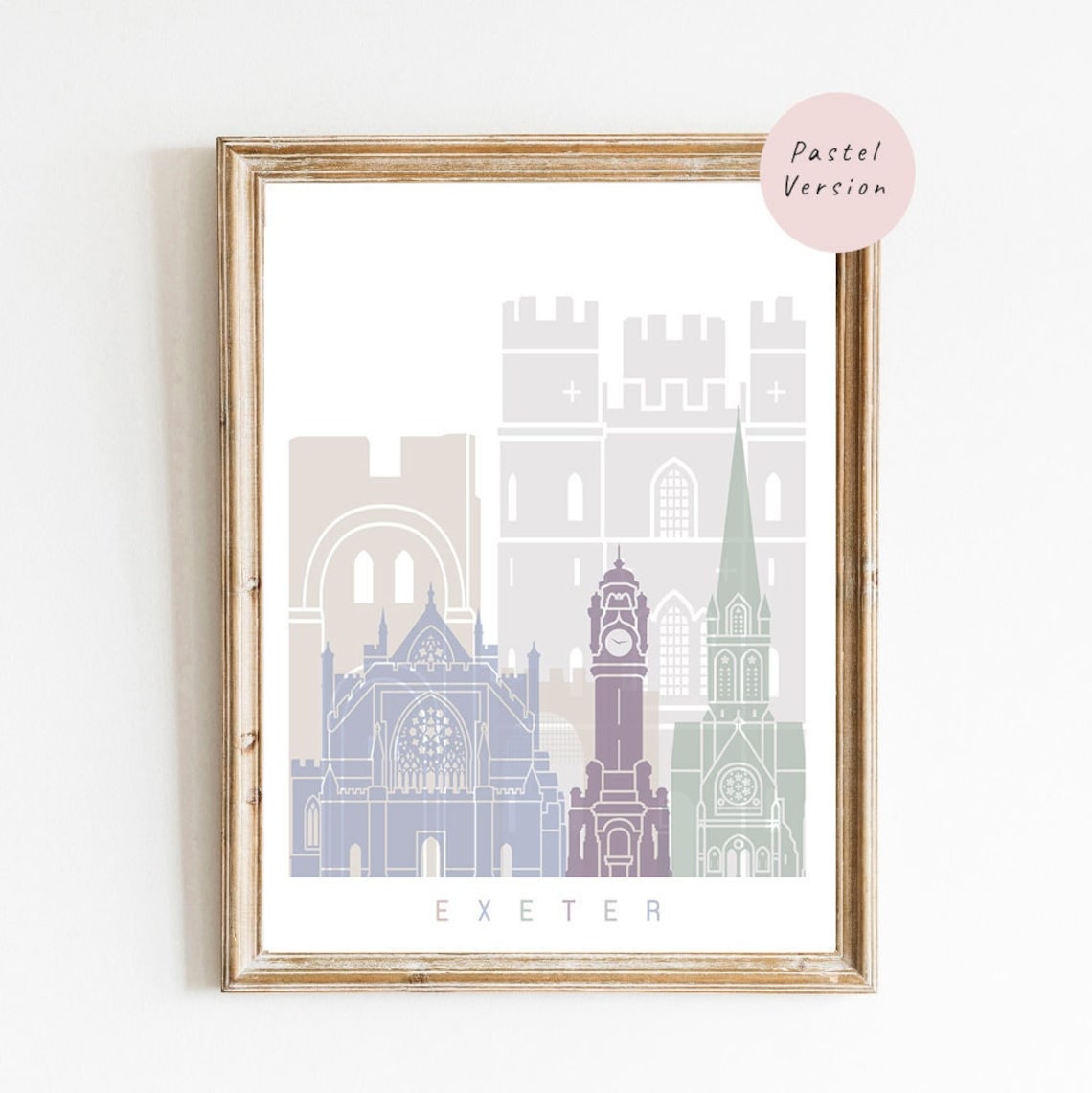 Exeter Skyline Poster - Fine Art Print Landmarks Skyline Poster Gift ...