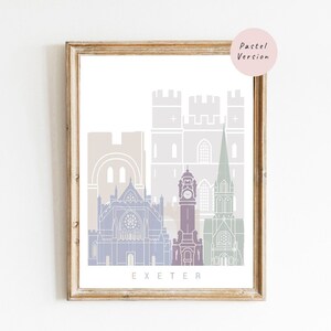 Exeter Skyline Poster - Fine Art Print Landmarks Skyline Poster Gift ...