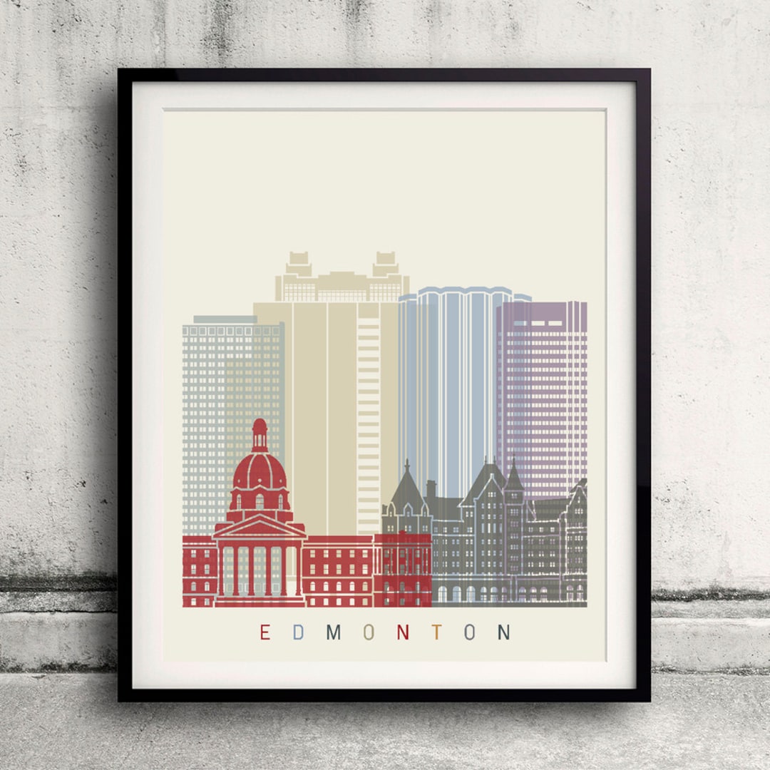 Edmonton Skyline Poster - Fine Art Print Landmarks Skyline Poster Gift ...