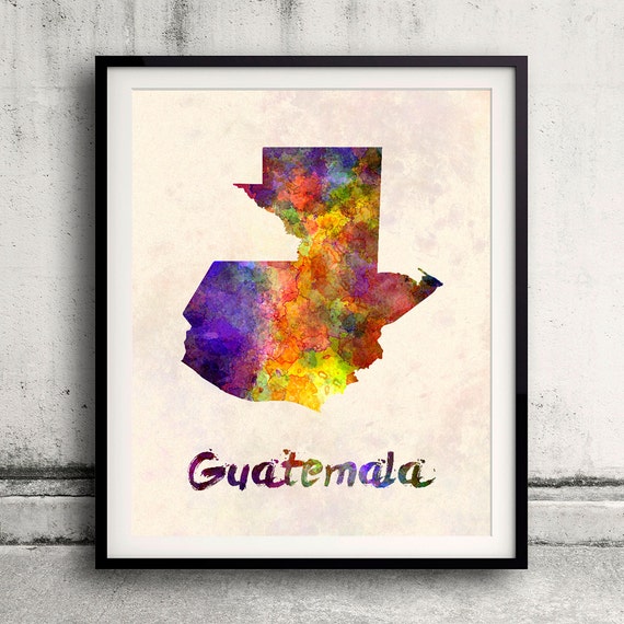 Guatemala Map in Watercolor Fine Art Print Glicee Poster | Etsy