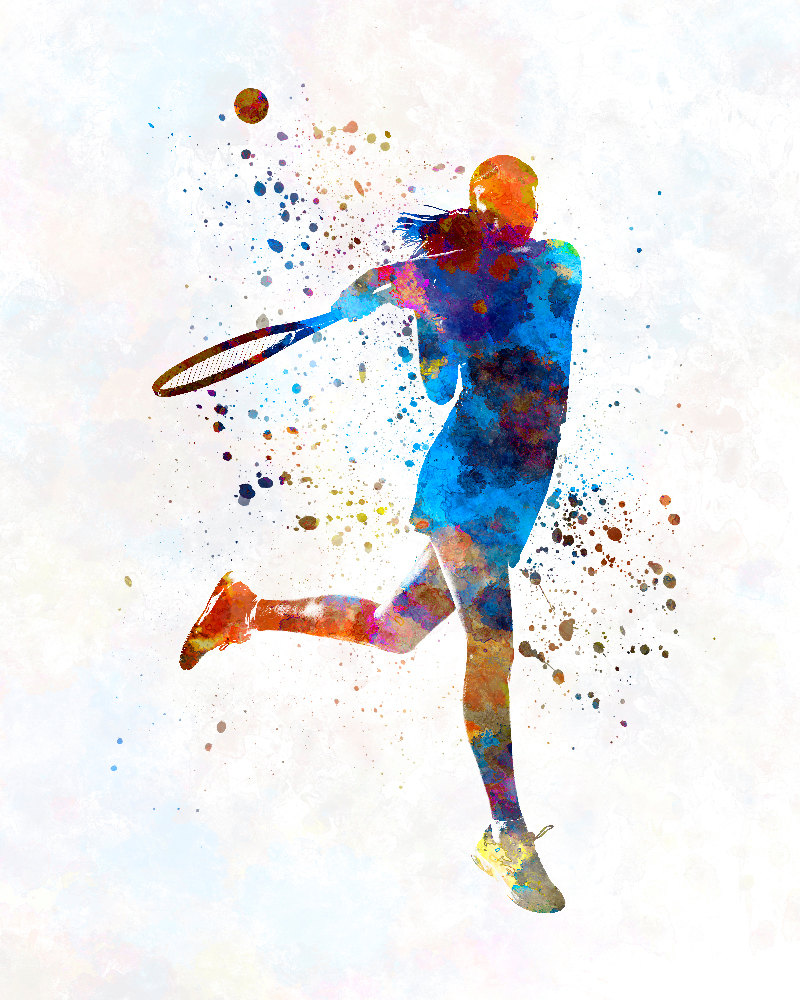 Woman Tennis Player 03 in Watercolor Poster Watercolor Wall - Etsy