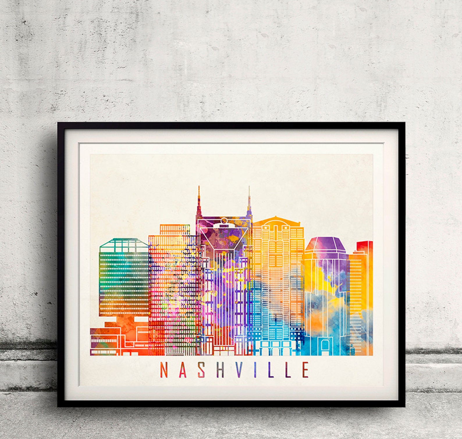 Nashville Landmarks Watercolor Poster Fine Art Print | Etsy