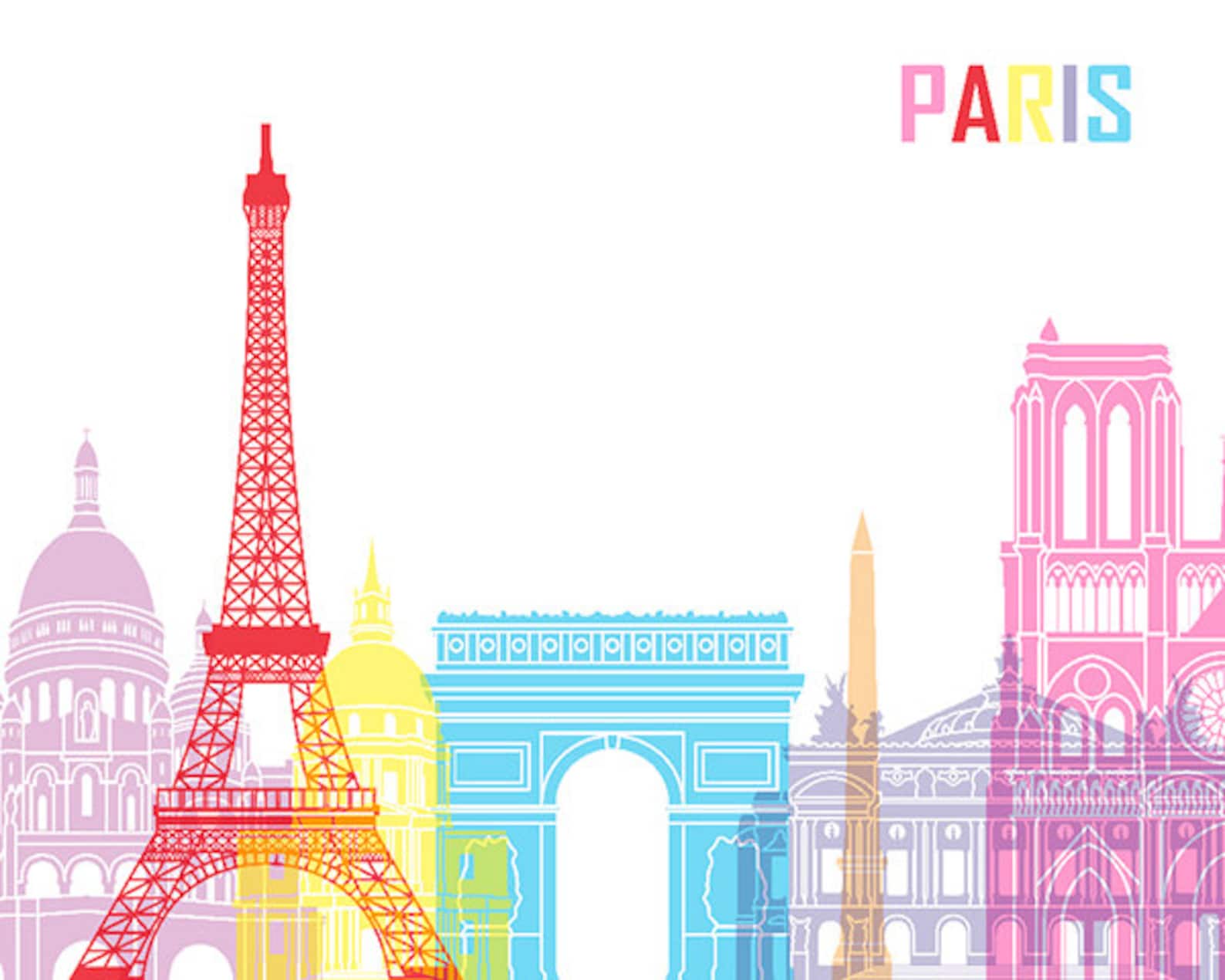 Paris Pop Art Skyline 8x10 In. to 12x16 In. Fine Art Print Glicee ...