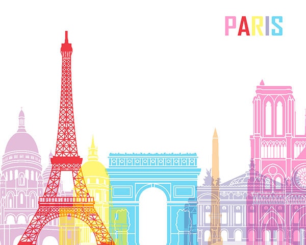 Paris Pop Art Skyline 8x10 In. to 12x16 In. Fine Art Print Glicee ...