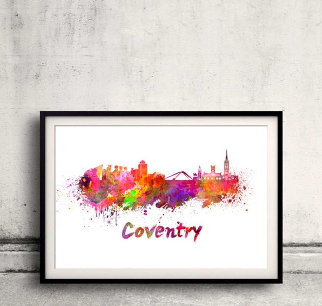 Coventry Skyline in Watercolor Over White Background With Name of City ...