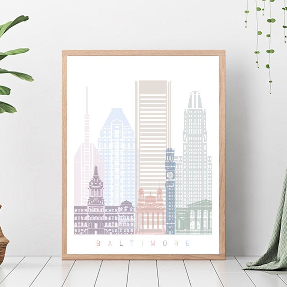 Baltimore Skyline Poster Fine Art Print Landmarks Skyline - Etsy