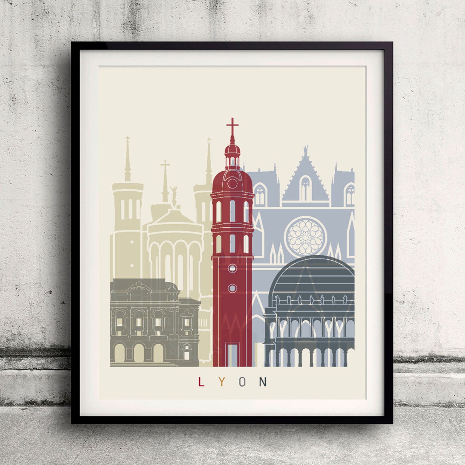 Lyon Skyline Poster Fine Art Print Landmarks Skyline Poster - Etsy