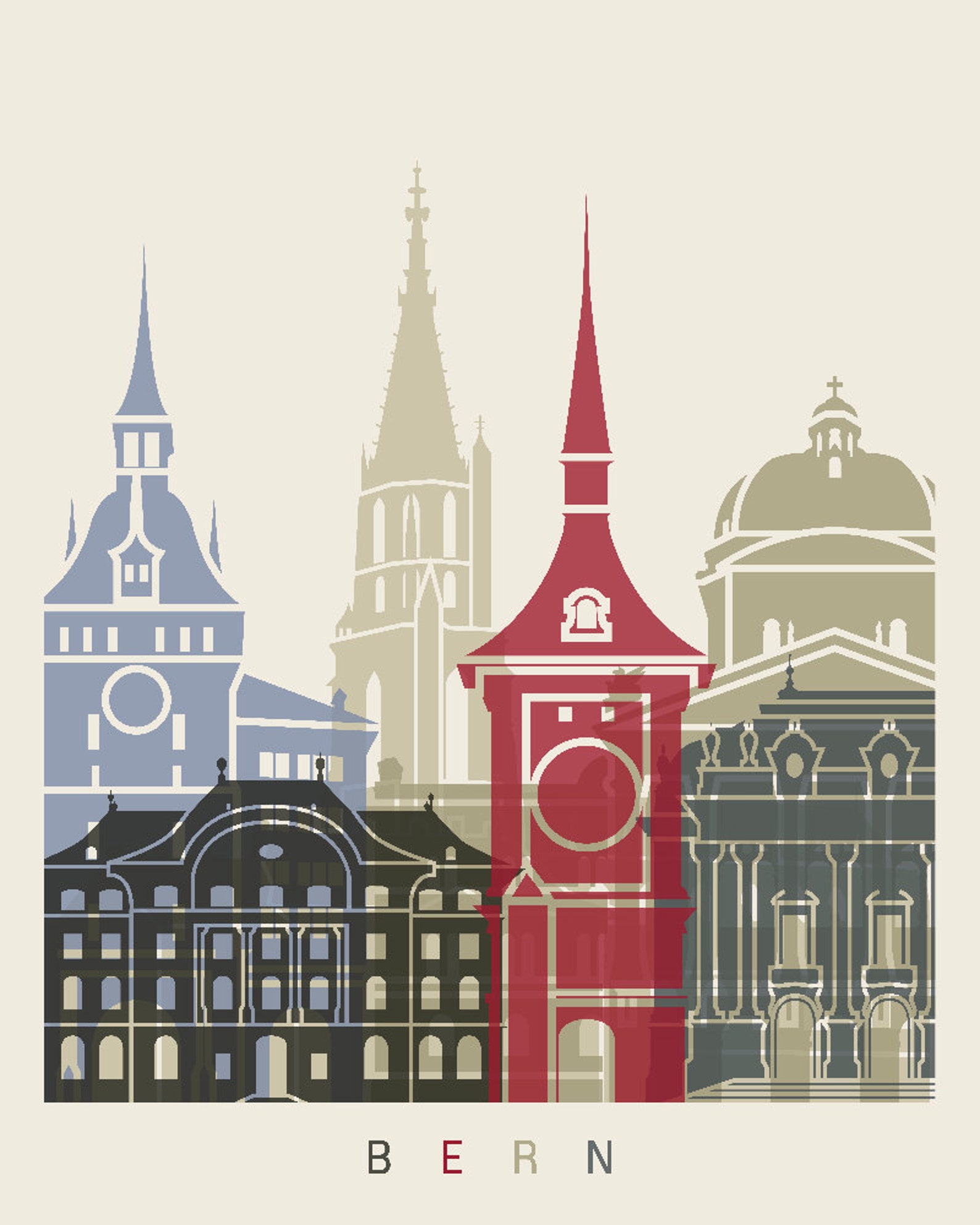 Bern Skyline Poster Fine Art Print Landmarks Skyline Poster - Etsy