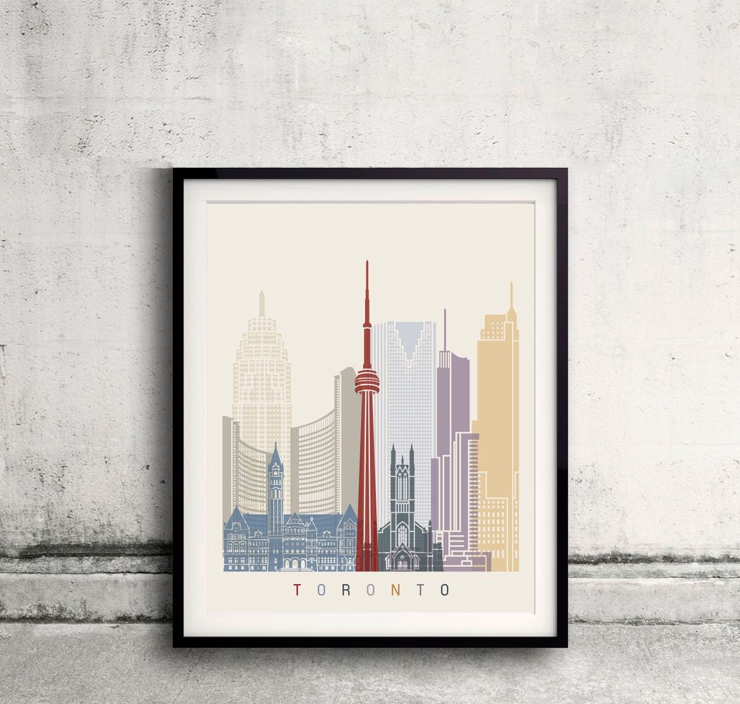 Toronto Skyline Poster - Fine Art Print Landmarks Skyline Poster Gift ...