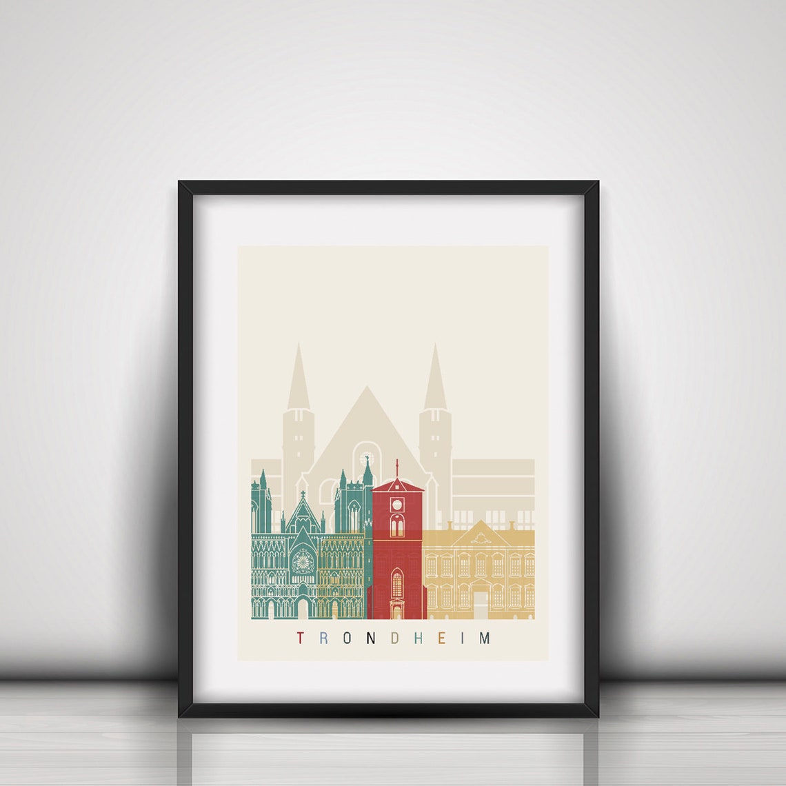 Trondheim skyline poster Fine Art Print Landmarks skyline | Etsy