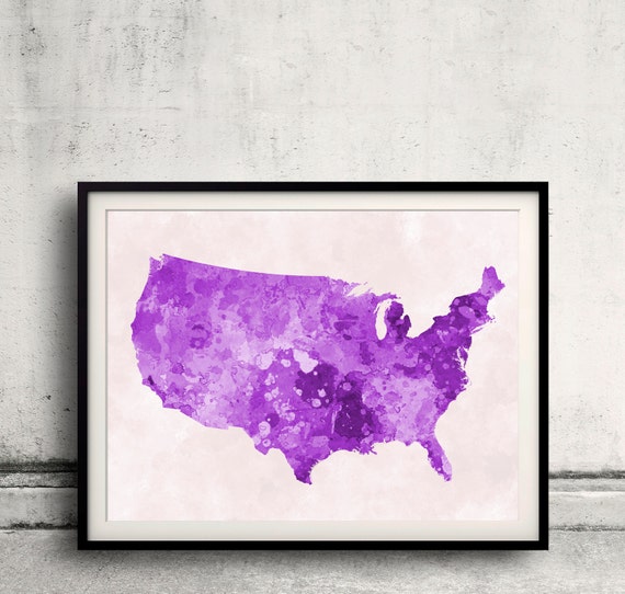 United States Map in Purple Watercolor Painting Abstract | Etsy