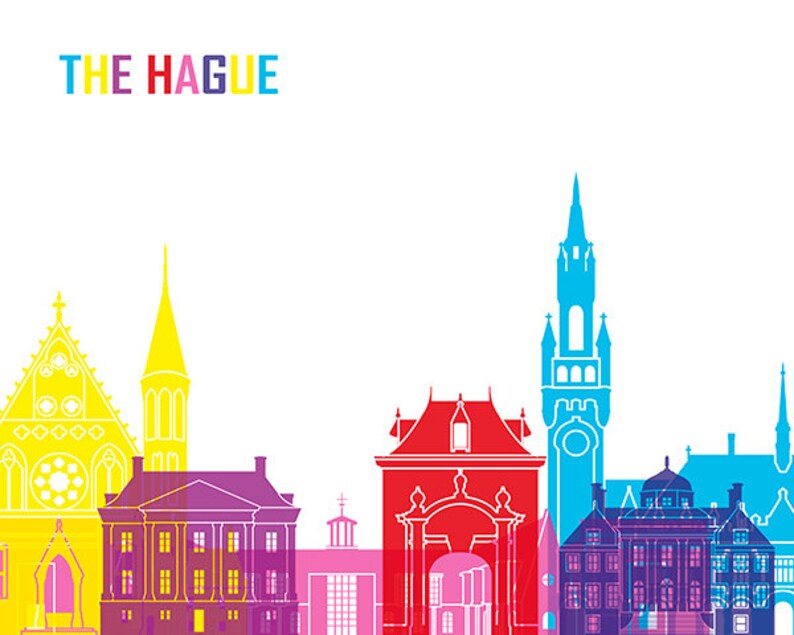 The Hague Pop Art Skyline 8x10 In. to 12x16 In. Fine Art Print Glicee ...