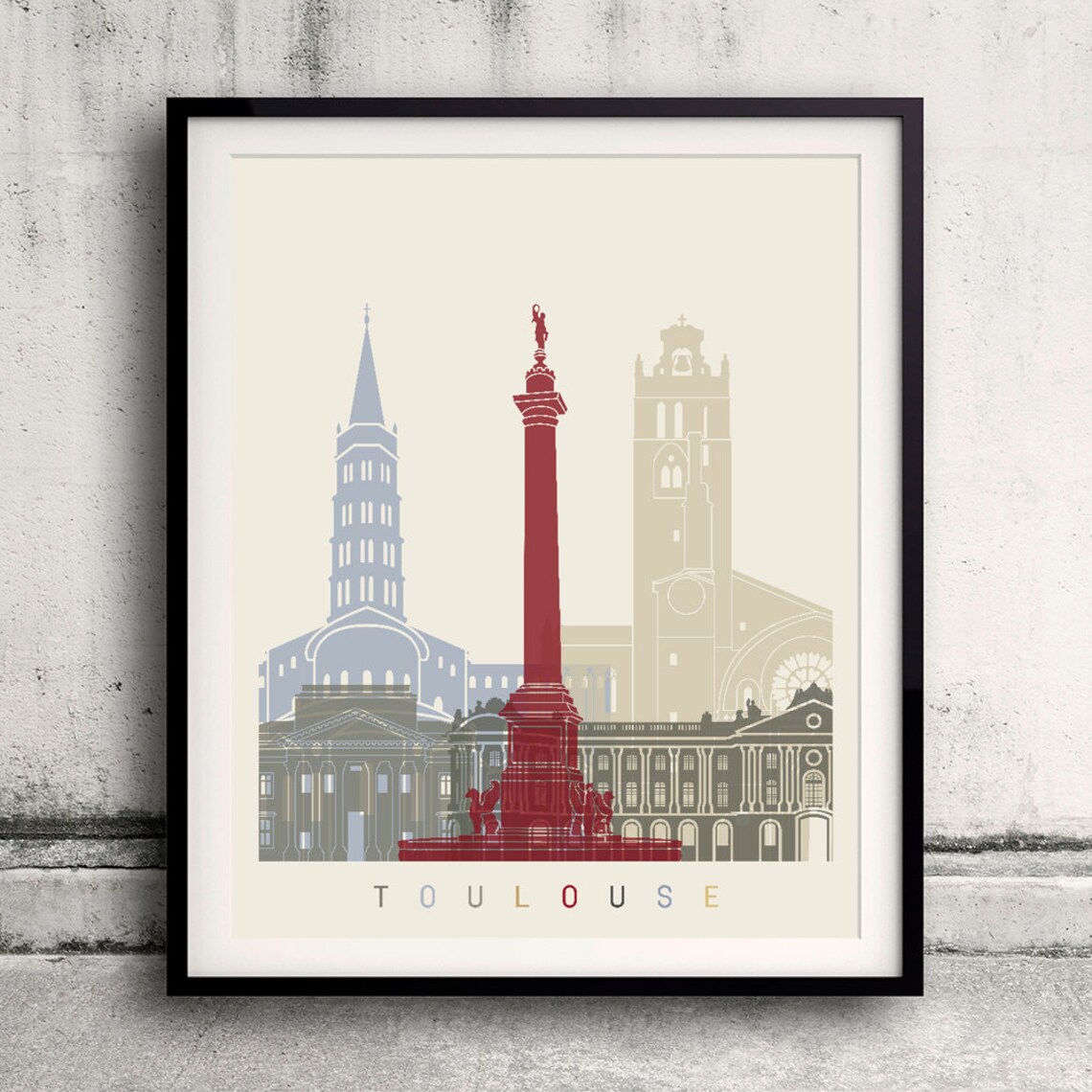 Toulouse Skyline Poster - Fine Art Print Landmarks Skyline Poster Gift ...