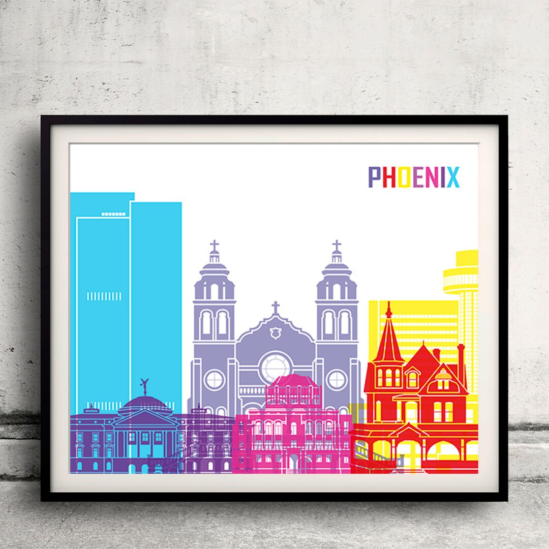 Phoenix Pop Art Skyline - Fine Art Print Glicee Poster Gift ...