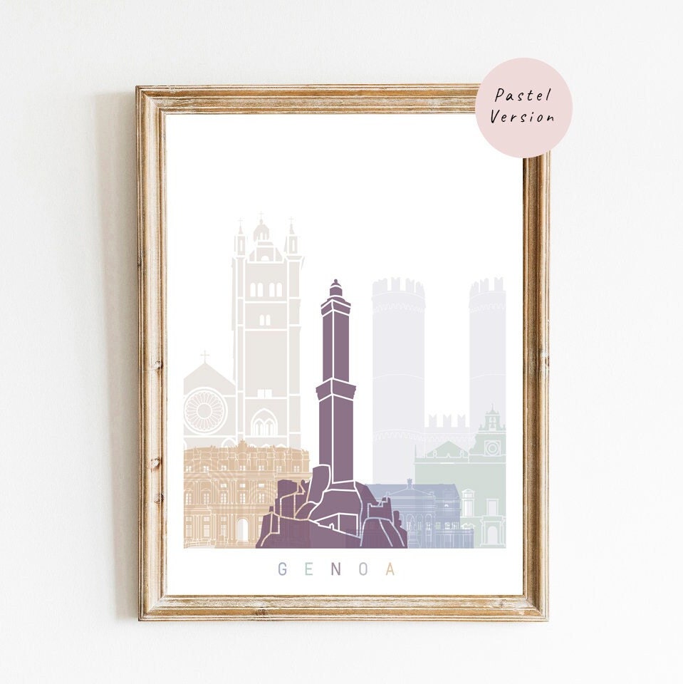 Genoa Skyline Poster Fine Art Print Landmarks Skyline Poster - Etsy