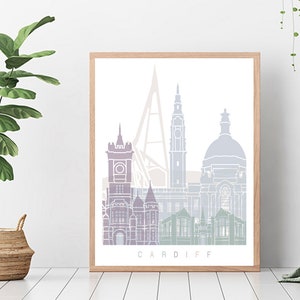 Cardiff Skyline Poster - Fine Art Print Landmarks Skyline Poster Gift ...