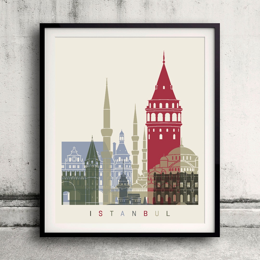 Istanbul Skyline Poster - Fine Art Print Landmarks Skyline Poster Gift ...