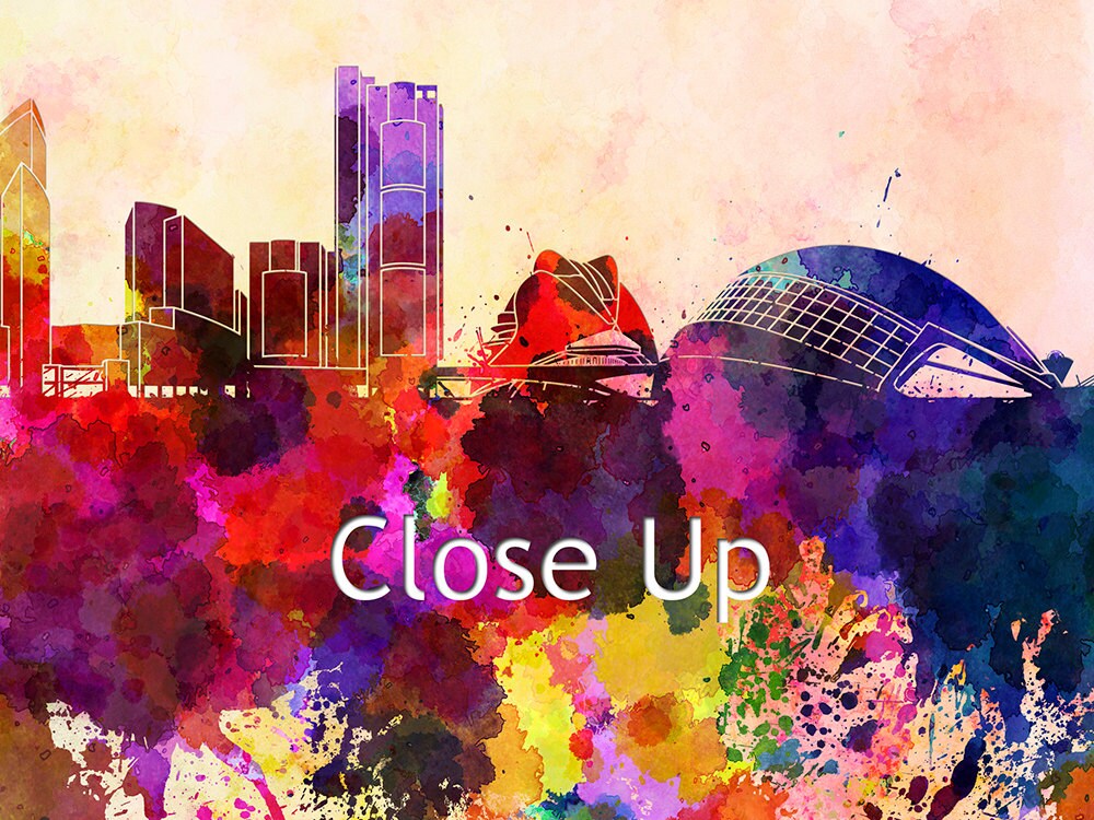 Valencia Skyline in Watercolor Background 8x10 In. to 12x16 In. Poster ...