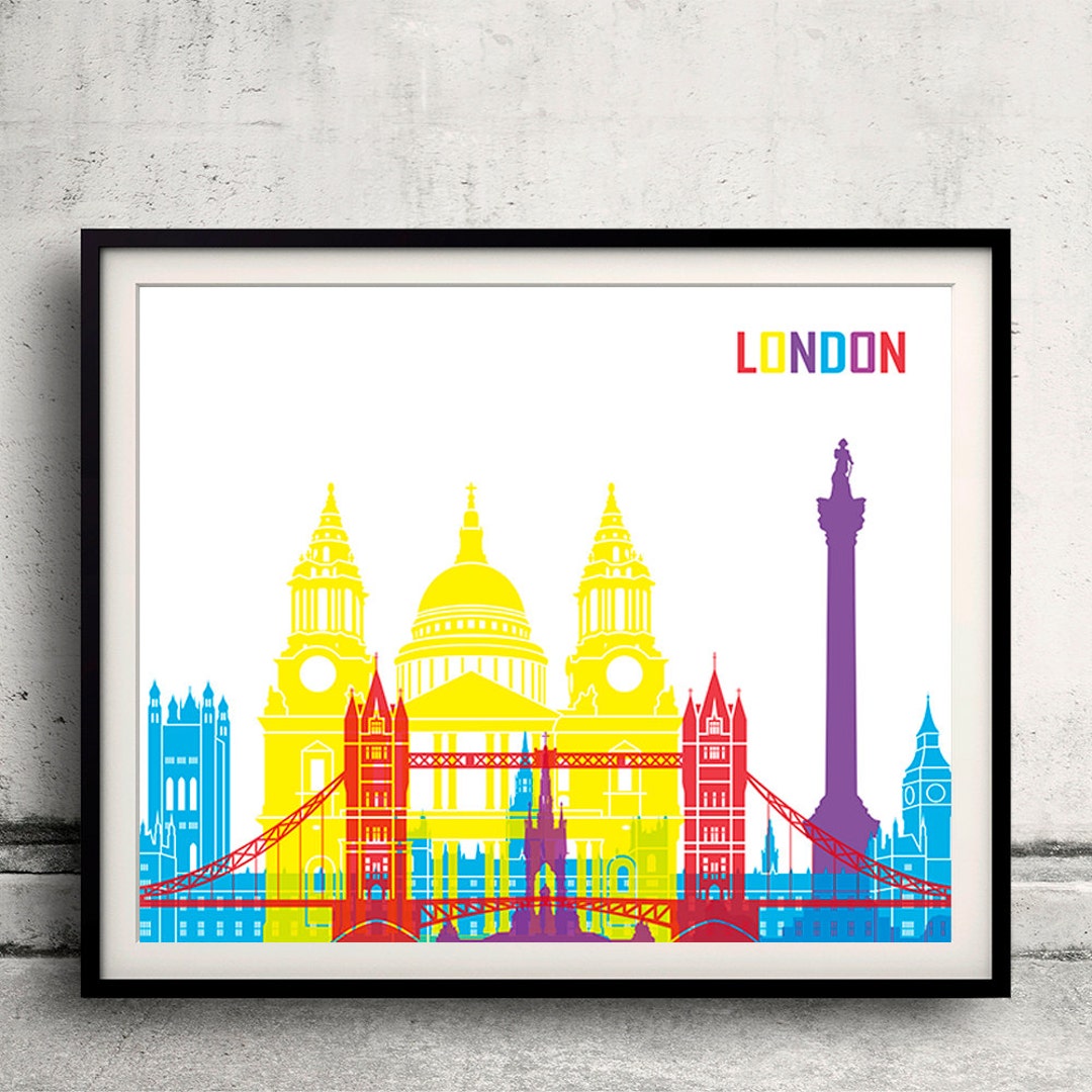 London Pop Art Skyline 8x10 In. to 12x16 In. Fine Art Print Glicee ...