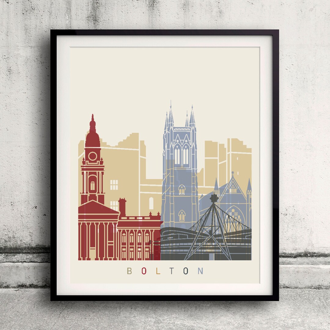 Bolton Skyline Poster - Fine Art Print Landmarks Skyline Poster Gift ...