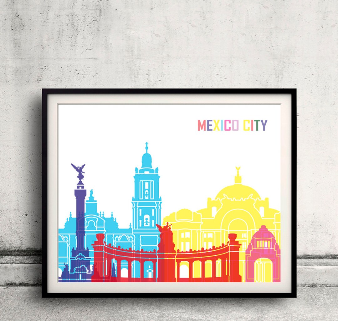 Mexico City Skyline Pop - Fine Art Print Glicee Poster Gift ...