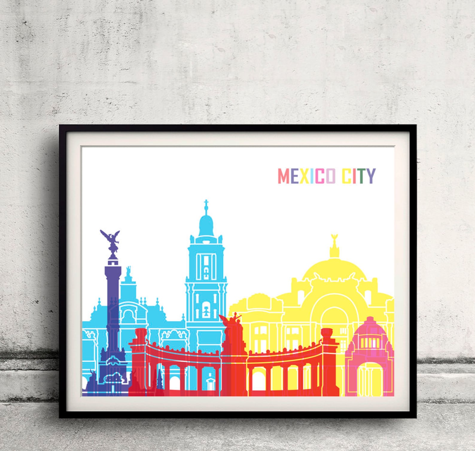 Mexico City Skyline Pop Fine Art Print Glicee Poster Gift - Etsy