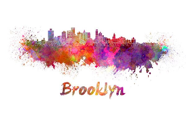 Brooklyn Skyline in Watercolor Over White Background With Name | Etsy