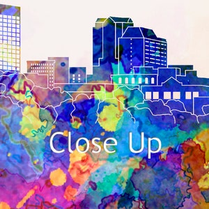 Manchester NH Skyline in Watercolor Background - Poster Digital Wall ...