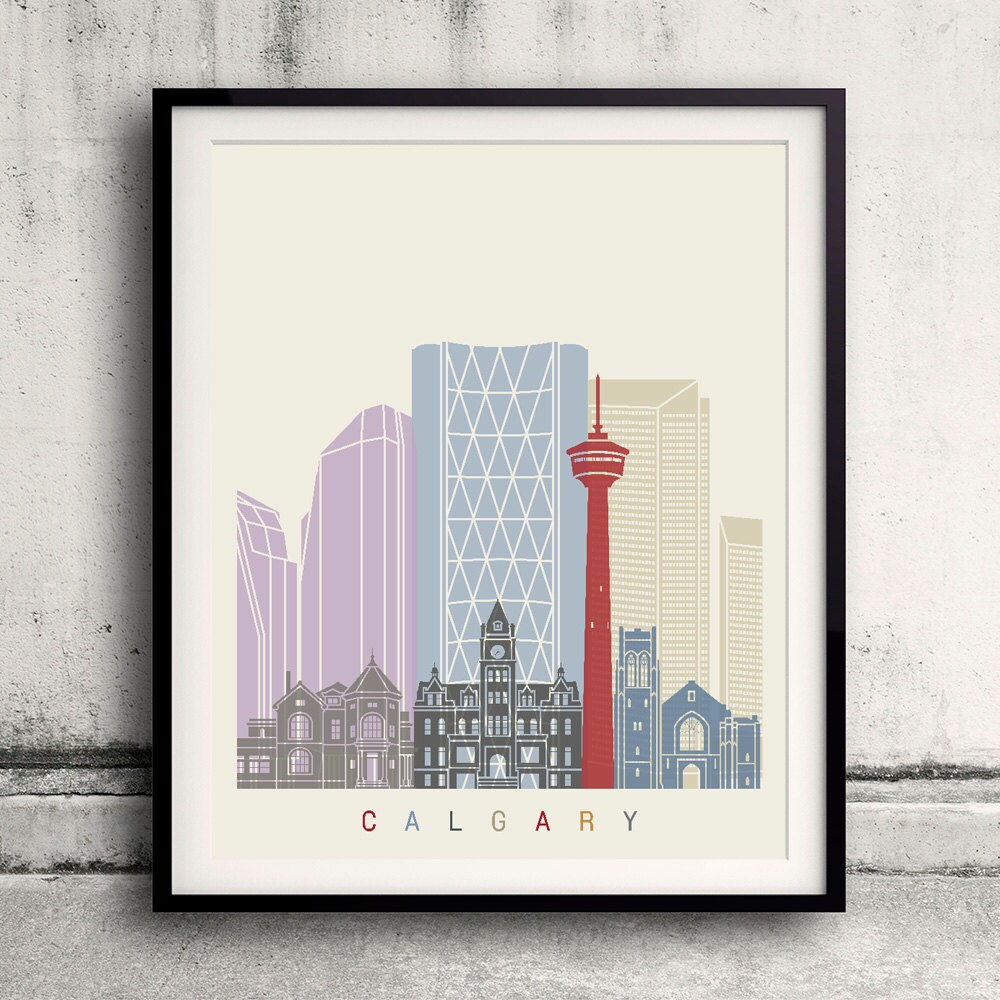 Calgary Skyline Poster - Fine Art Print Landmarks Skyline Poster Gift ...