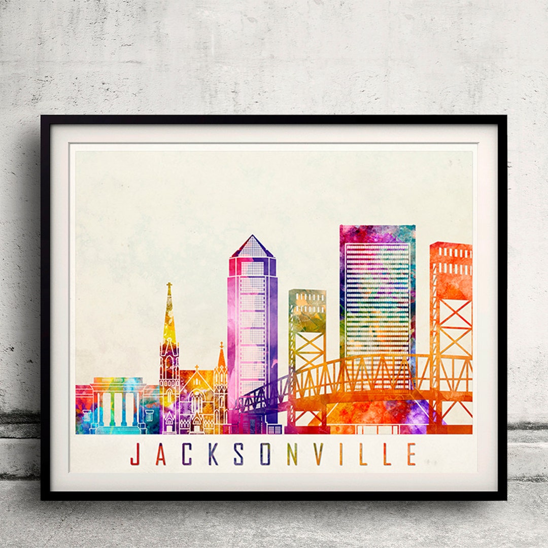 Jacksonville Landmarks Watercolor Poster - Fine Art Print Landmarks ...