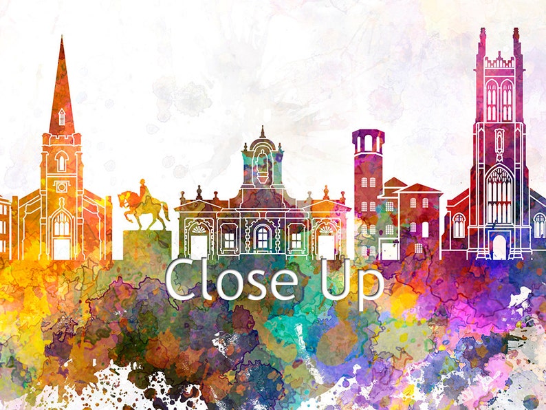 Derby Skyline in Watercolor Background 8x10 in to 12x16 Poster - Etsy