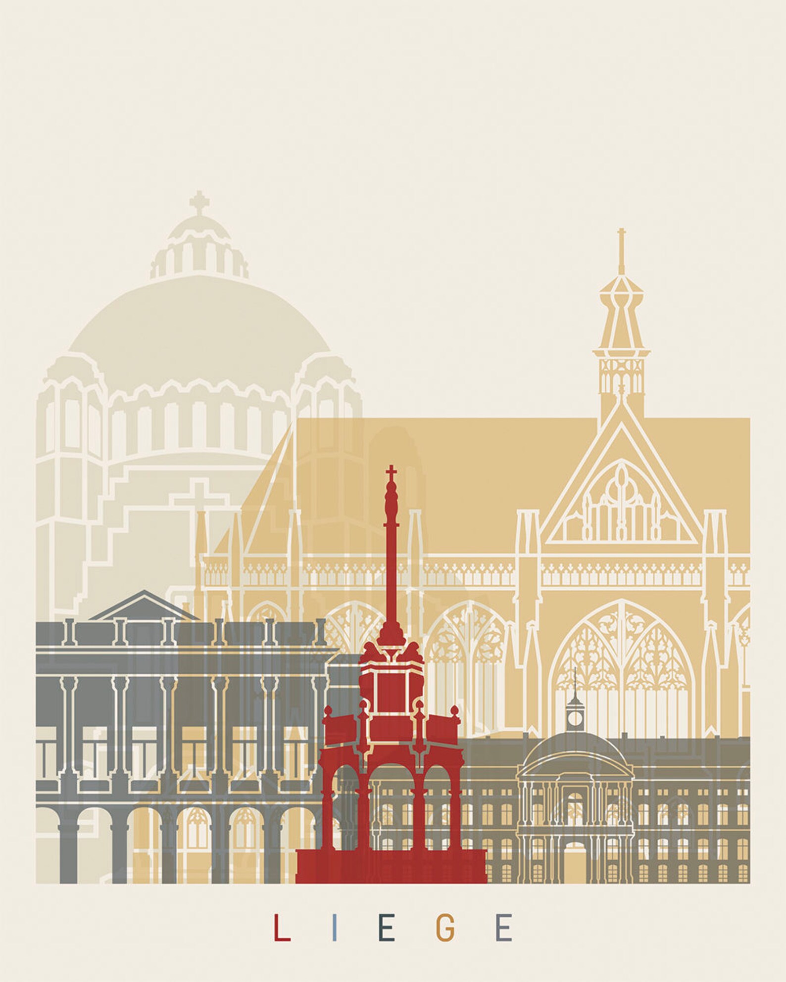 Liege Skyline Poster Fine Art Print Landmarks Skyline Poster - Etsy