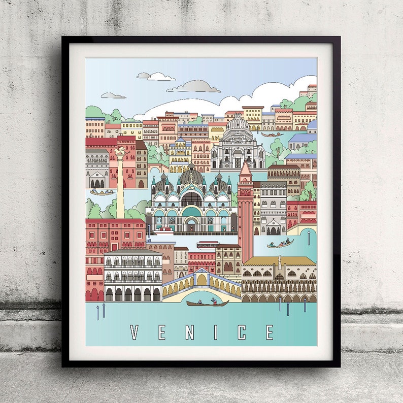 Venice City Poster Fine Art Print Landmarks Skyline Poster - Etsy