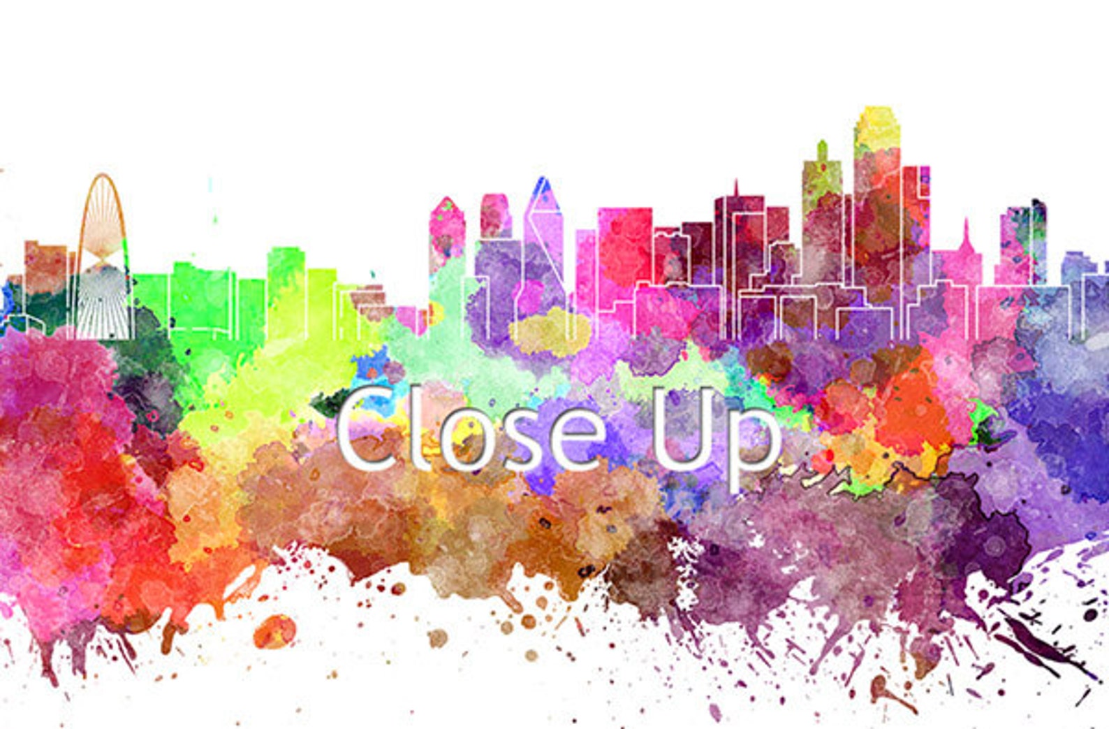 Dallas Skyline in Watercolor Over White Background With Name of City ...