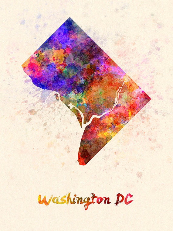 Washington DC State in Watercolor Background 8x10 In. to 12x16 - Etsy