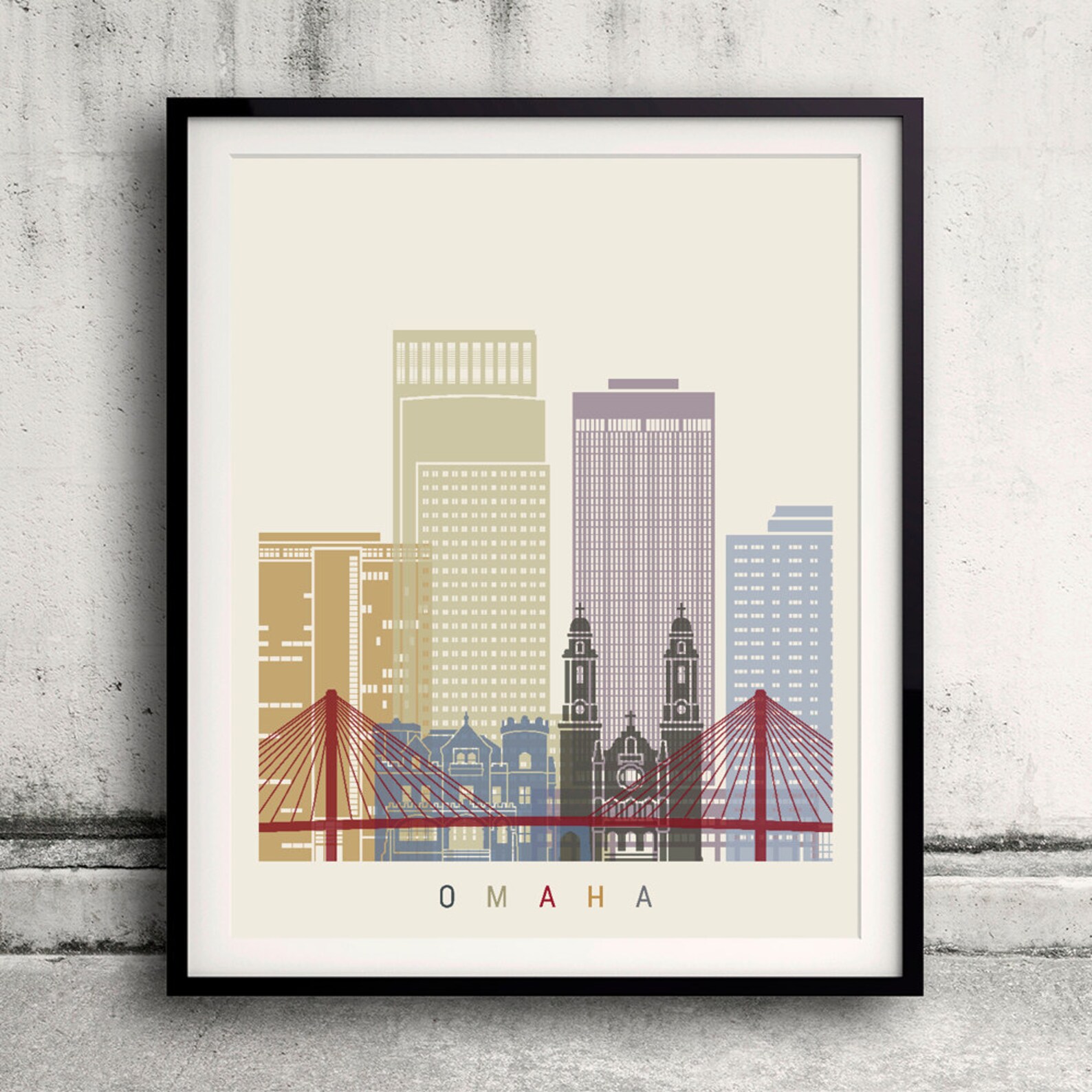 Omaha Skyline Poster Fine Art Print Landmarks Skyline Poster - Etsy