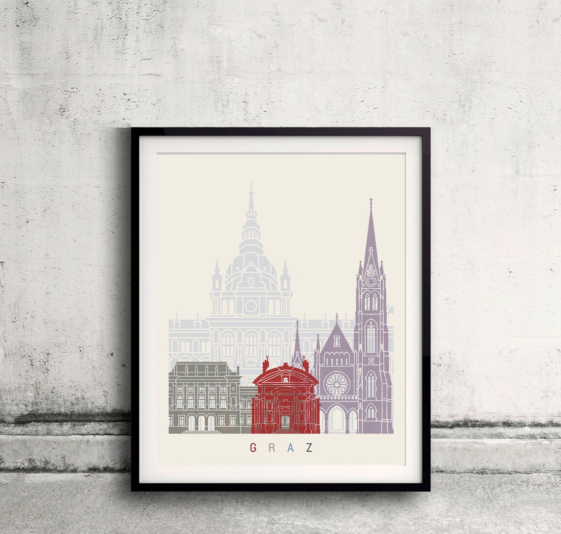 Graz Skyline Poster Fine Art Print Landmarks Skyline Poster - Etsy