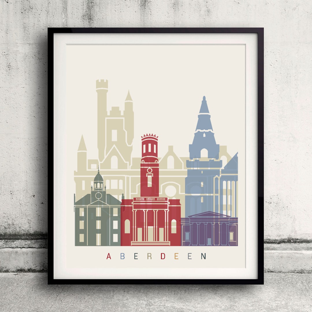 Aberdeen Skyline Poster - Fine Art Print Landmarks Skyline Poster Gift ...