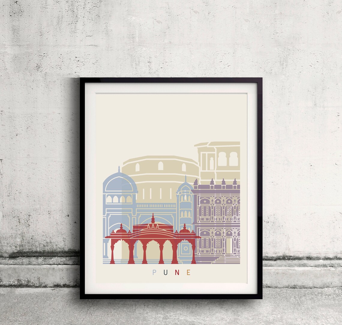 Pune Skyline Poster Fine Art Print Landmarks Skyline Poster | Etsy