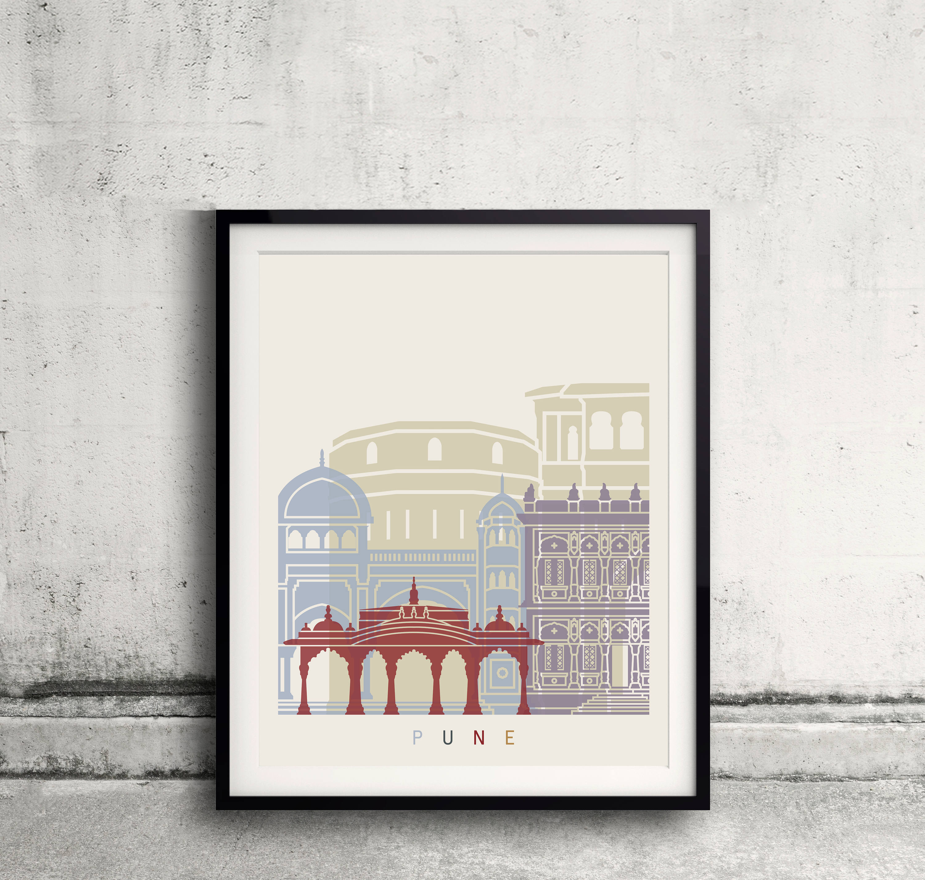 Pune Skyline Poster Fine Art Print Landmarks Skyline Poster | Etsy