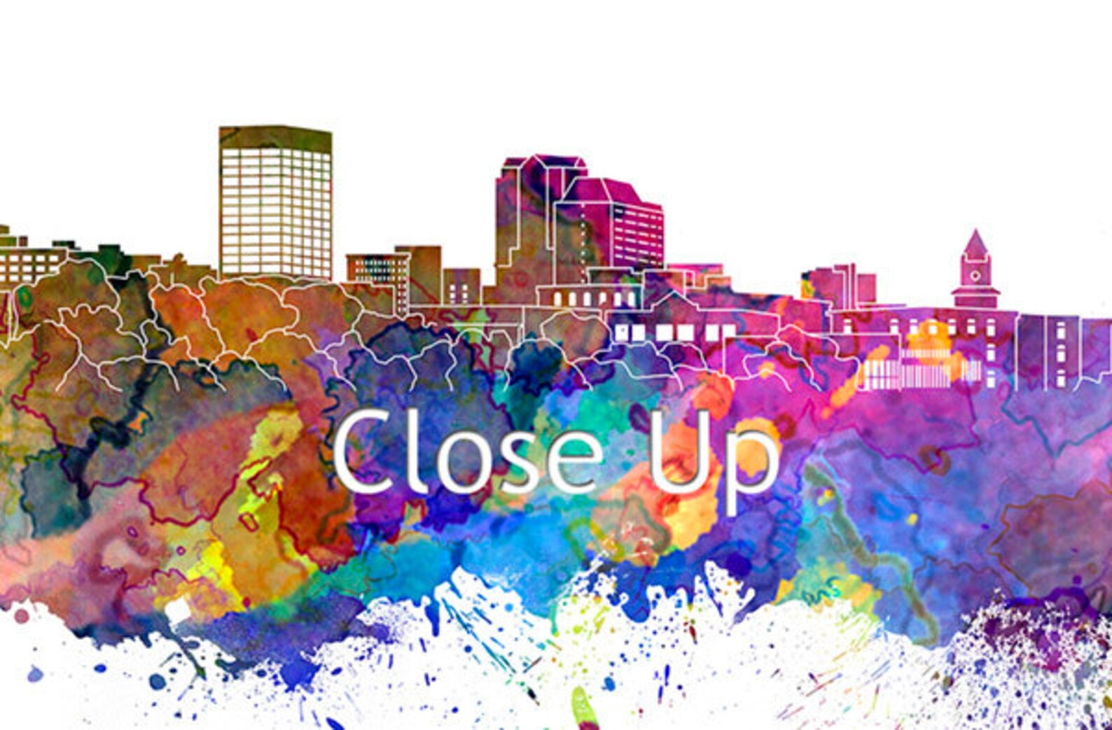 Manchester NH skyline in watercolor over white background with | Etsy