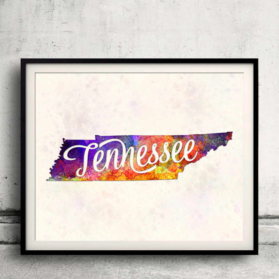 Tennessee - Map in Watercolor - Fine Art Print Glicee Poster Decor Home ...