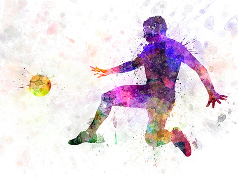 Man Flying Kicking Playing Soccer Football 8x10 In. to 12x16 In. Poster ...