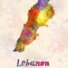 Lebanon Map in Watercolor Fine Art Print Glicee Poster Decor Home Gift ...