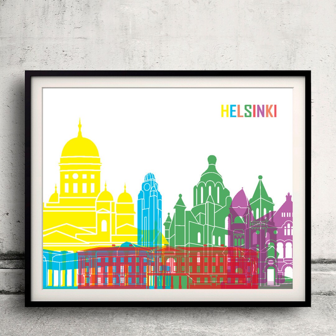 Helsinki Pop Art Skyline 8x10 In. to 12x16 In. Fine Art Print Glicee ...