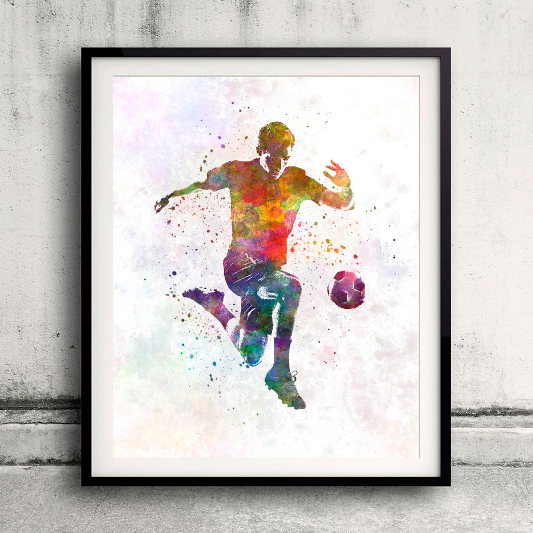 Man Soccer Football Player 09 - Poster Watercolor Wall Art Gift ...