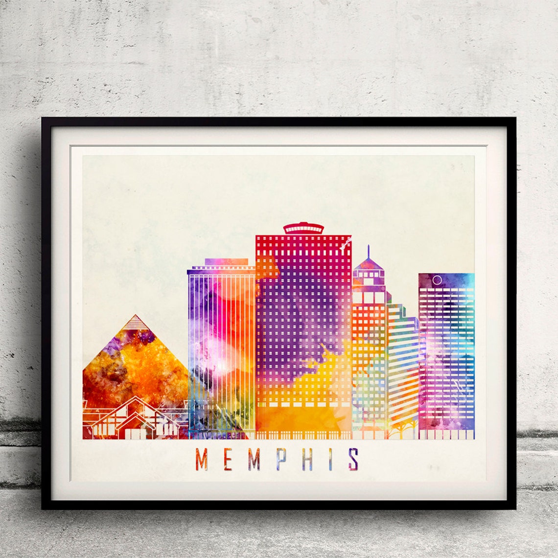 Memphis Landmarks Watercolor Poster Fine Art Print Landmarks - Etsy