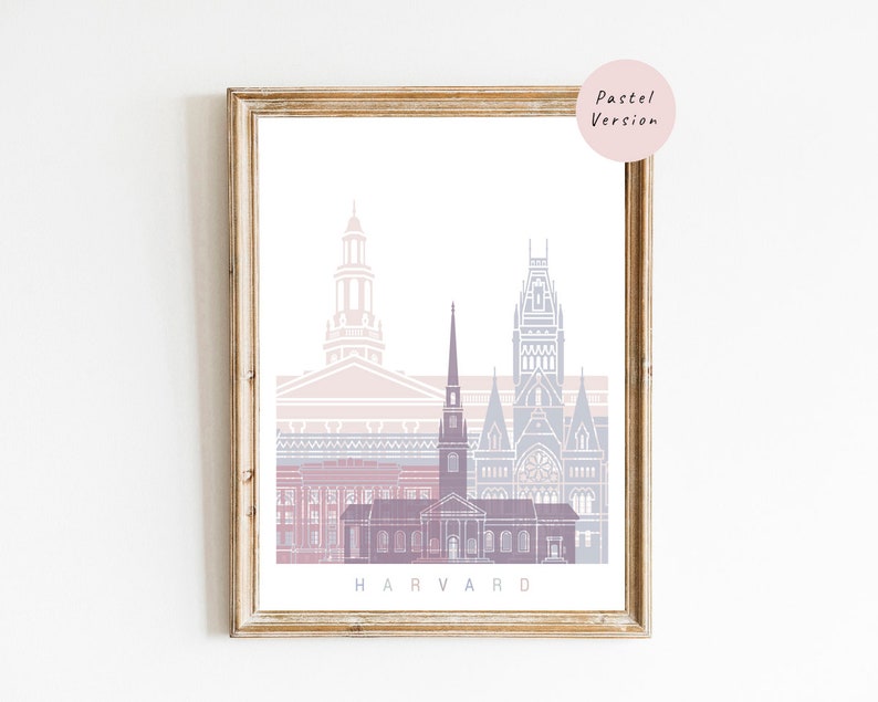 Harvard Skyline Poster - Fine Art Print Landmarks Skyline Poster Gift ...