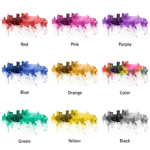 Birmingham AL Skyline in Watercolor on White, 8 Monochrome Colors, and ...
