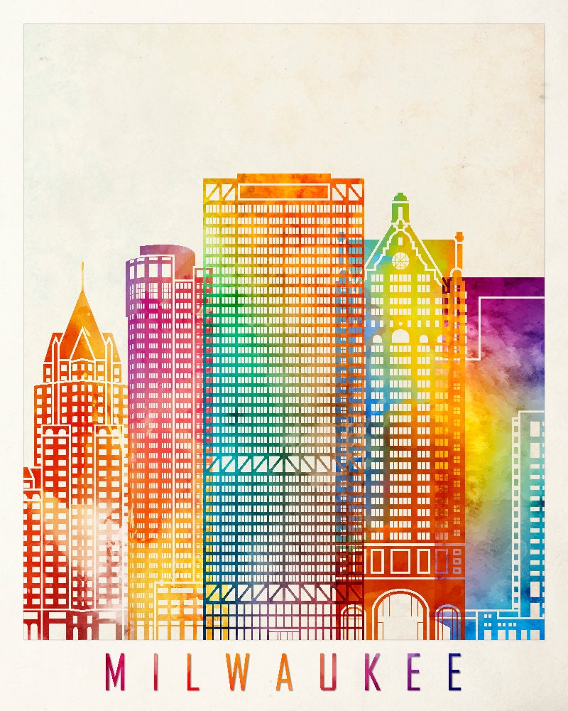 Milwaukee Landmarks Watercolor Poster - Fine Art Print Landmarks ...